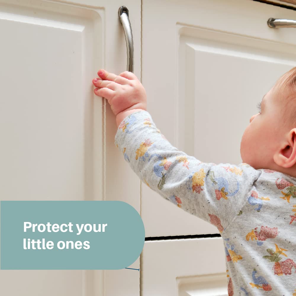Inaya Magnetic Cabinet Locks for Baby Proofing, Pack of 8 Locks & 1 Key - Child Proofing Cabinet Latches - Invisible Design - 3M Adhesive - No Drill, Tools or Screws Needed