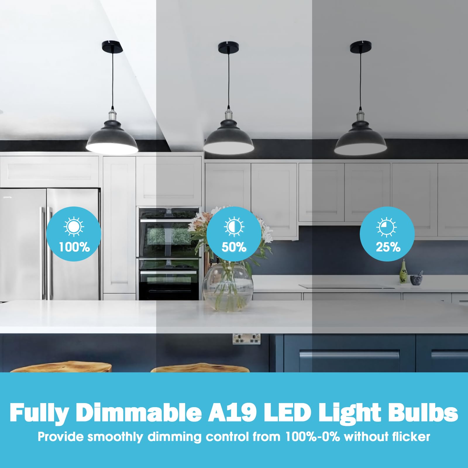 Maylaywood A19 LED Light Bulb Dimmable, 60 Watt Equivalent LED Bulbs, Daylight White 5000K, 900 Lumen, E26 Base, 9W Bright White Light Bulb, 12-Pack