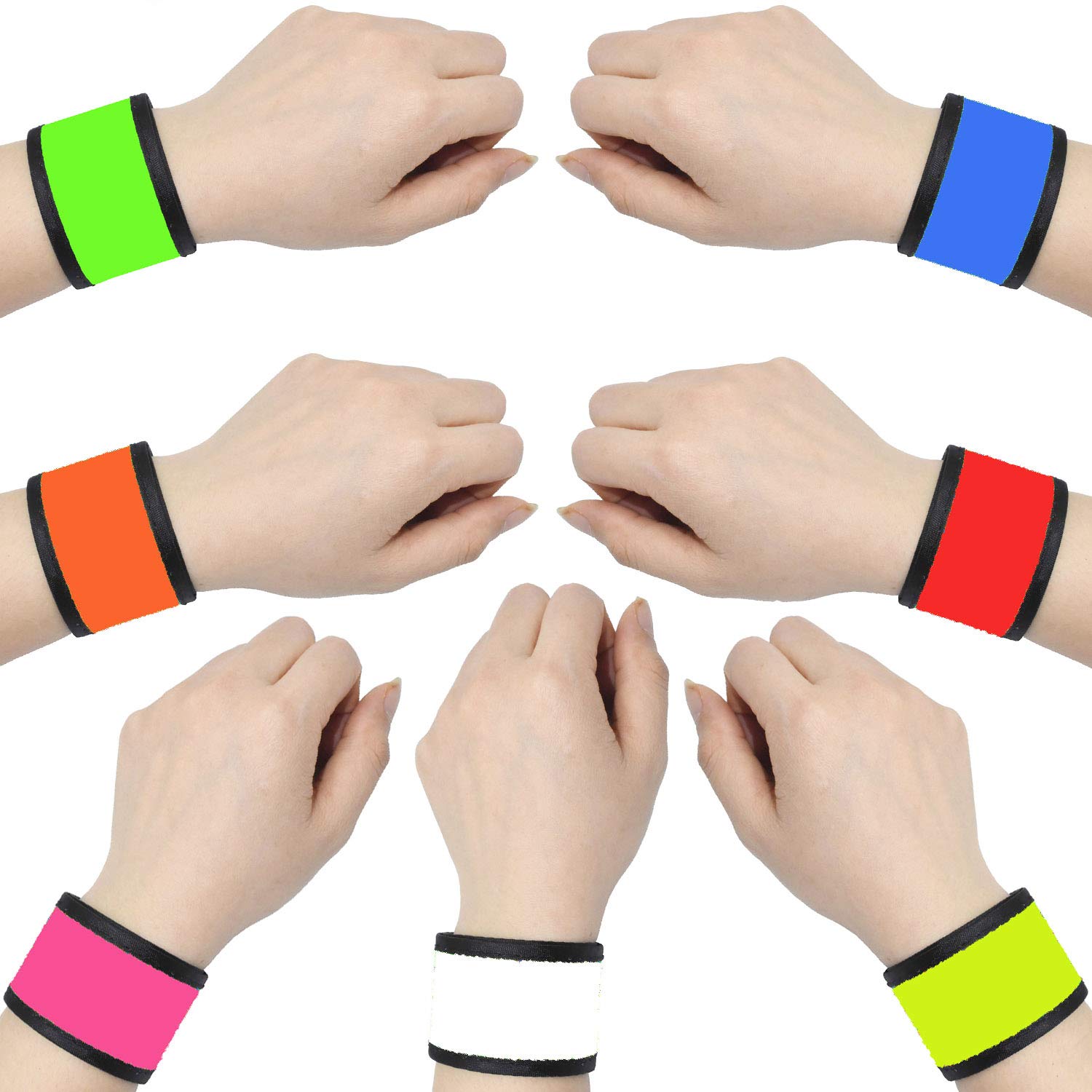 FYLARFLY LED Glow Slap Bracelets for Kids Adults, Light Up Wristbands Flashing Arm Wrist Ankle Bands High Visibility Safety Reflective Gear Lights for Biking Walking Running Camping (Orange)