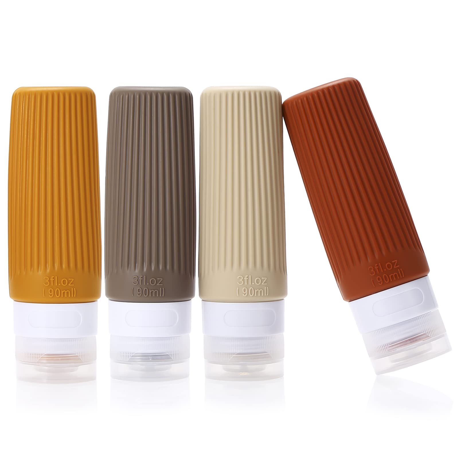 LUFEVRM Silicone Travel Bottles for Toiletries,BPA Free,4 Pack 3oz Leak Proof Refillable Portable Squeeze Empty Accessories Travel Size Liquid Cosmetic Lotion Shampoo Conditioner Containers