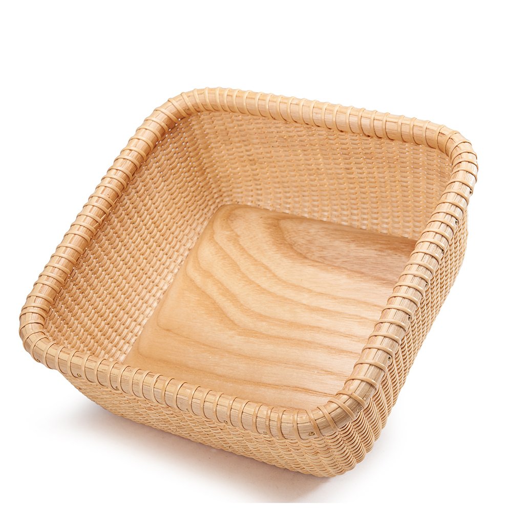 Teng Tian Nantucket Square Rattan Basket, Multi-Purpose Storage, Neutral Color, 11" x 11"