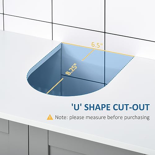 kleankin Modern Under Sink Cabinet with 2 Doors, Pedestal Under Sink Bathroom Cupboard, Bathroom Vanity Cabinet with Adjustable Shelves, Gray and White