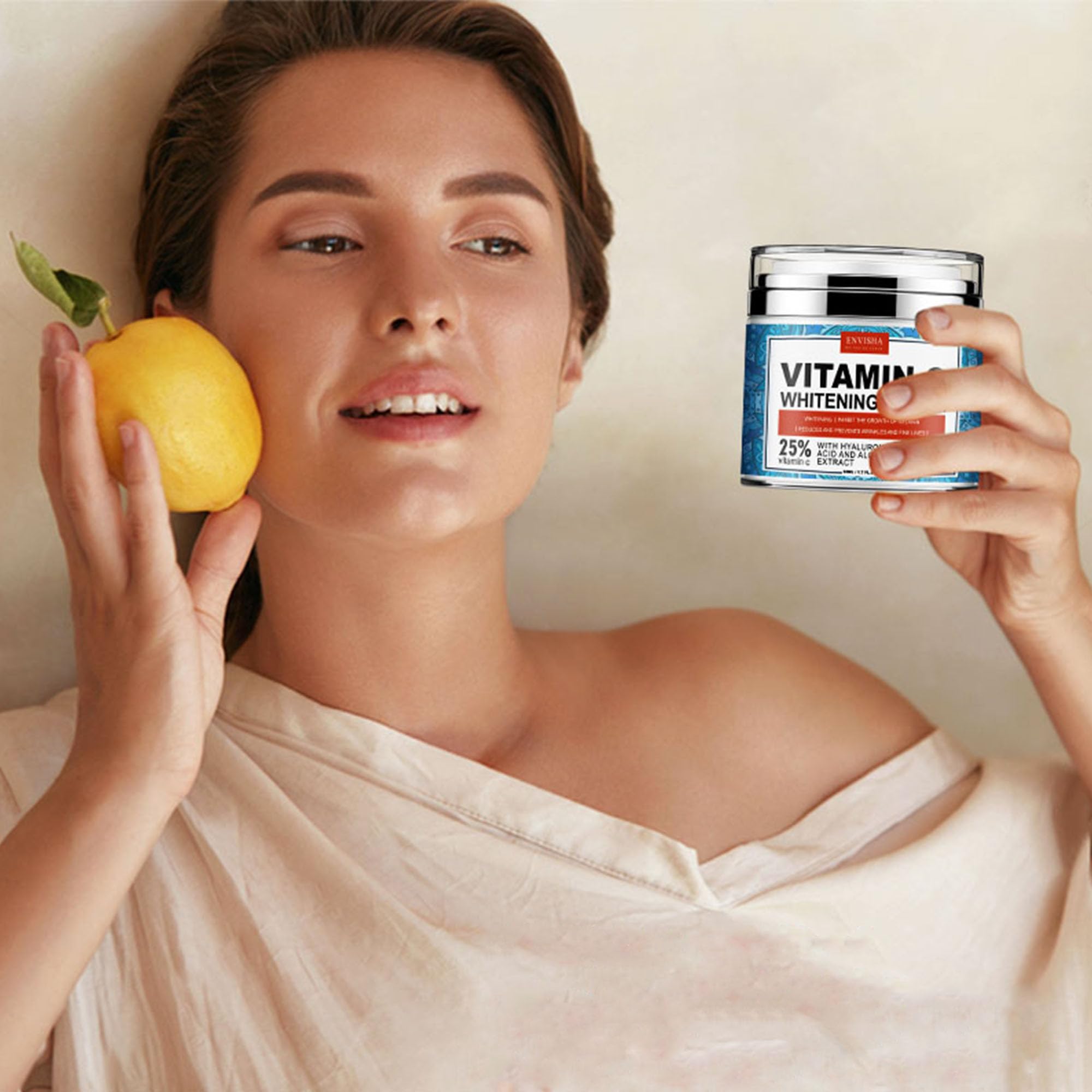 ENVISHA Vitamin C Moisturizing Cream for Face - Improves Skin Texture, Glow and Elasticity - Reduces Wrinkles, Fine Lines and Dark Spots - 50ml