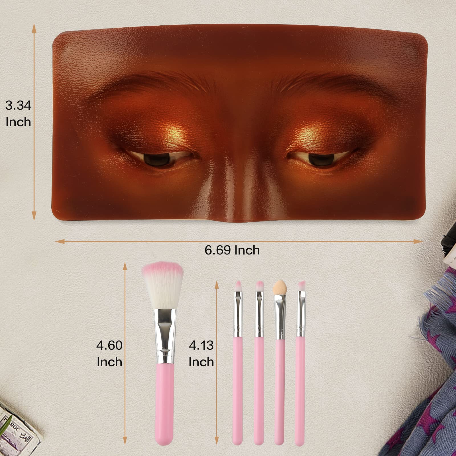 Klfoho The Perfect Aid to Practicing Makeup, Facial Eye Makeup Practice Board, Silicone Practice Makeup Face Board Lash View Eyelids Training for Practice Eyesmakeup with 5 Piece Brushes Set (Black)