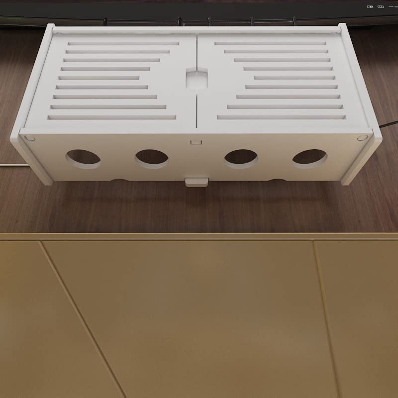 Large Wireless Router Storage Box,WiFi Router Storage Box Router Shelf Wall Mount,Router Organizer,Hider Cord Management Container, Creative Decorative Storage Box,White,19in*4.7in*9.5in