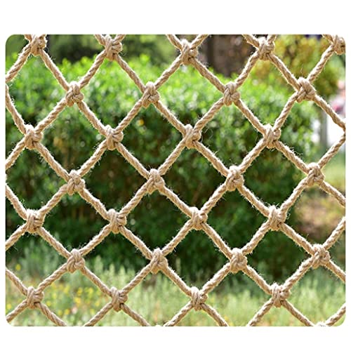 OUYOXI Balcony Anti-Fall net Hemp Rope Net Industrial Wall Decor for Living Room/Dining Room/The Home,Mesh Netting for Stuffed Animals,Natural Jute Material,8mm/20cm,Multiple Sizes(Colour