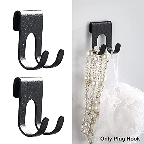 Razor Holder for Shower, 4pcs Razor Holder Shaver Hook Hanger Stand, Self Adhesive Razor Hanger Hooks, Bathroom Kitchen Organizer for Hanging Towel(Black)