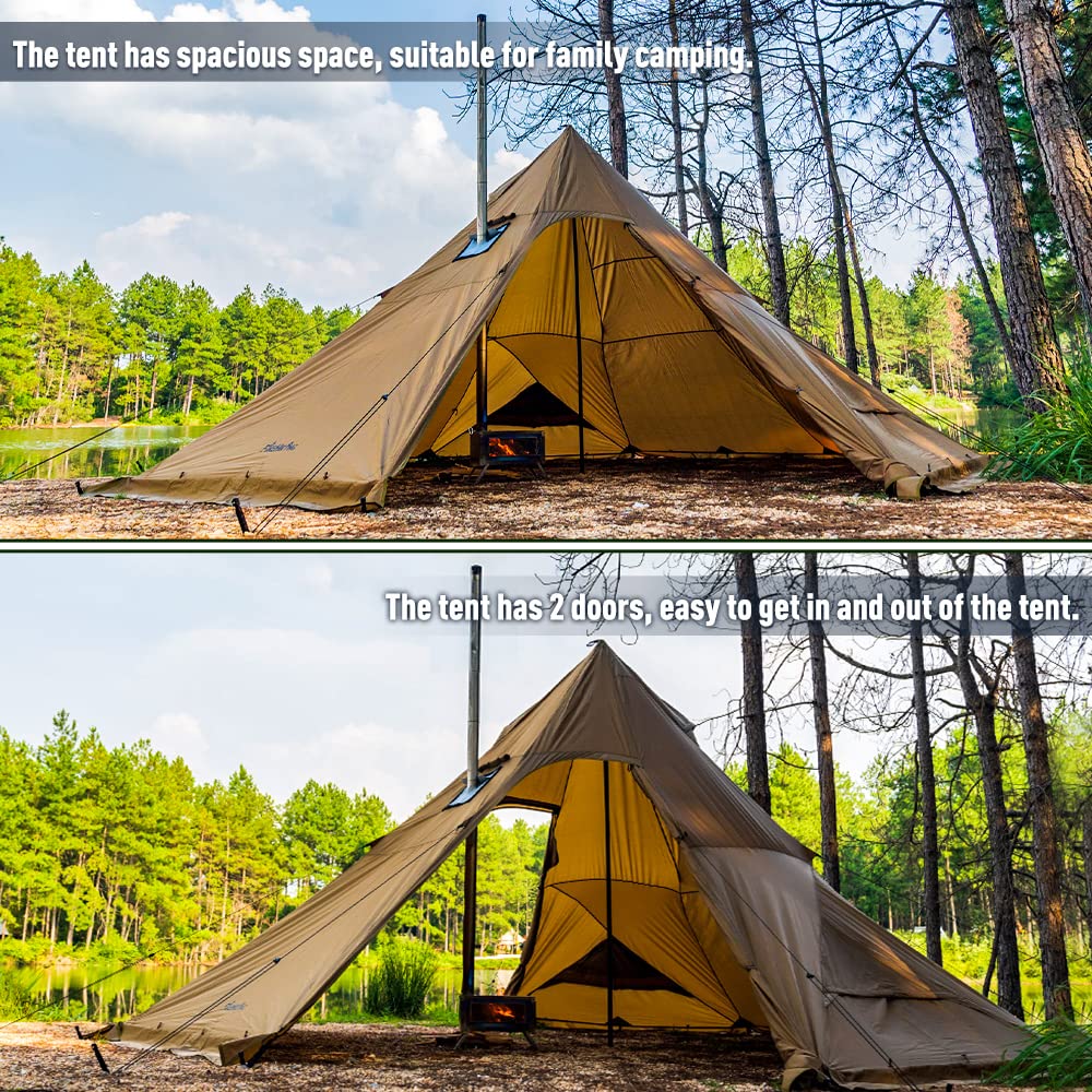 FireHiking 4-8 Person Camping Hot Tent with Stove Pipe Wrap for Bushcraft, Cooking and Heating