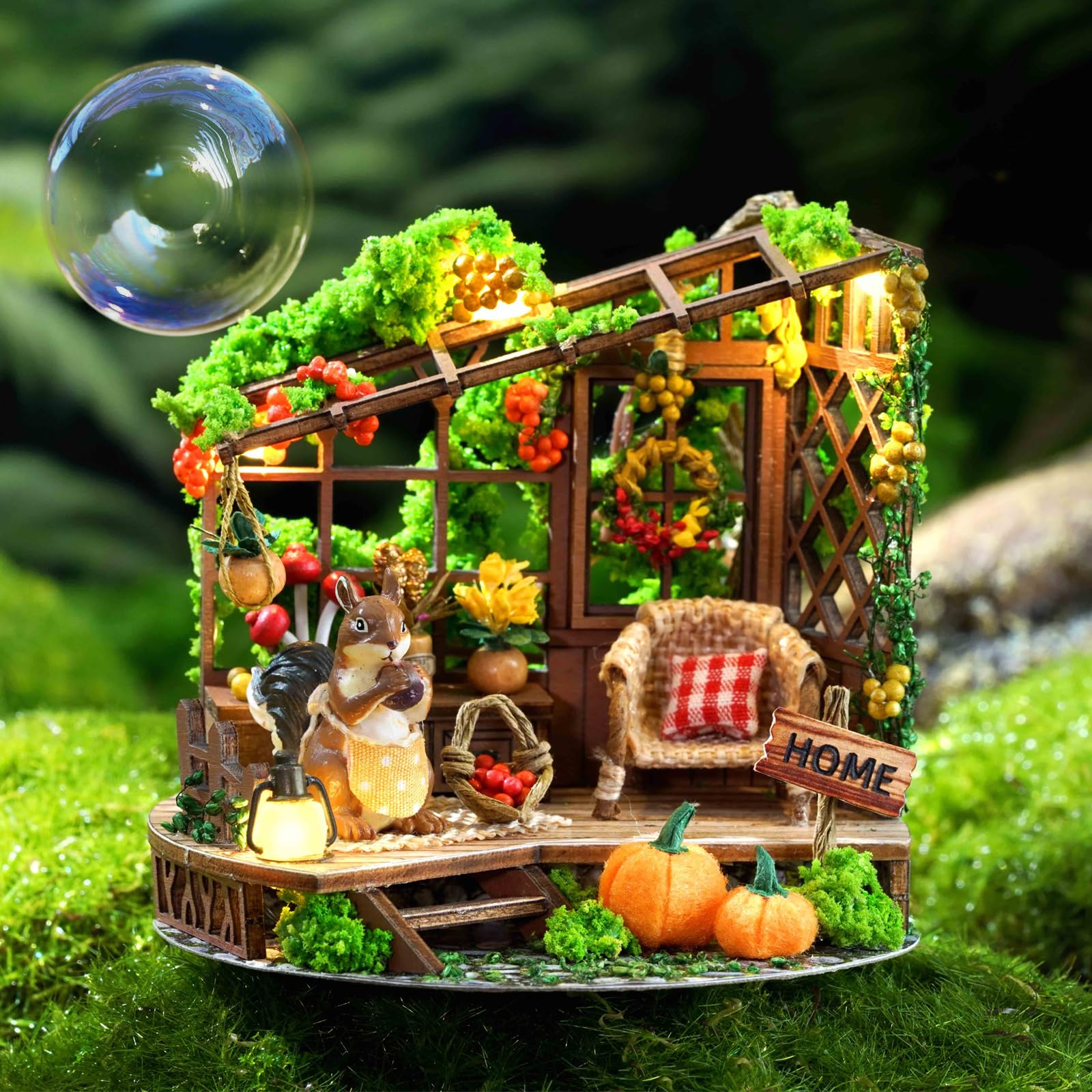 Flever Dollhouse Miniature DIY House Kit Creative Room Dream Bottle Series with Furniture for Romantic Valentine's Gift (Time Magic)