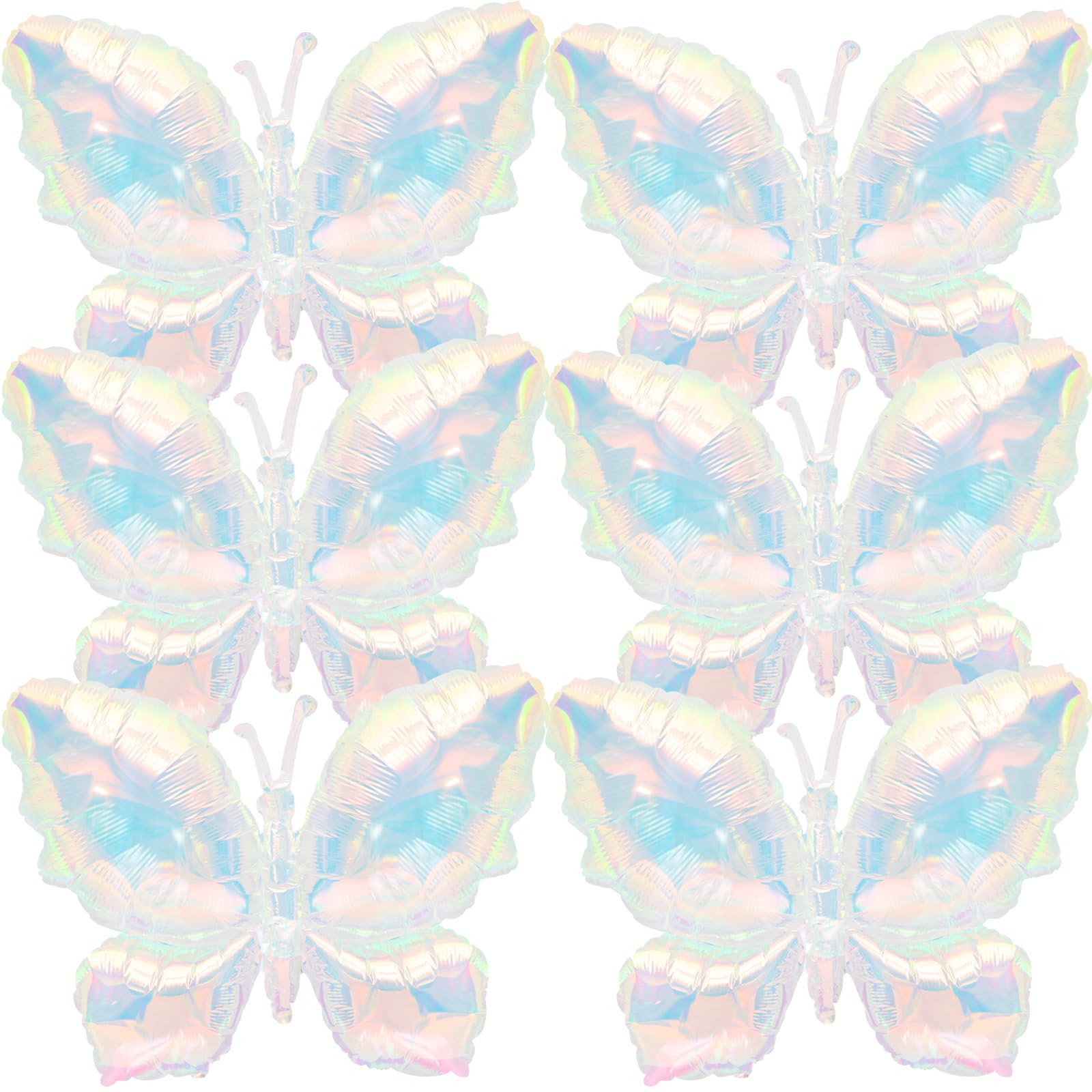 Poen 6 Pcs 40 Inch Butterfly Balloons Iridescent Butterfly Foil Balloons Holographic Butterfly Balloons Decorations Holographic Balloons for Birthday Baby Shower Wedding Butterfly Themed Party