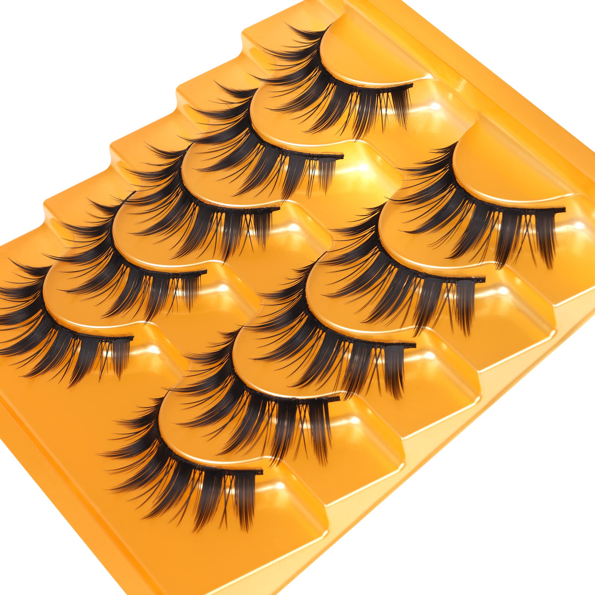 Manga Lashes Anime False Eyelashes Anime Spiky Fake Lashes Natural Wispy Doll Eye Lashes 5 Pairs Cosplay Mink Eyelashes Pack by wtvane