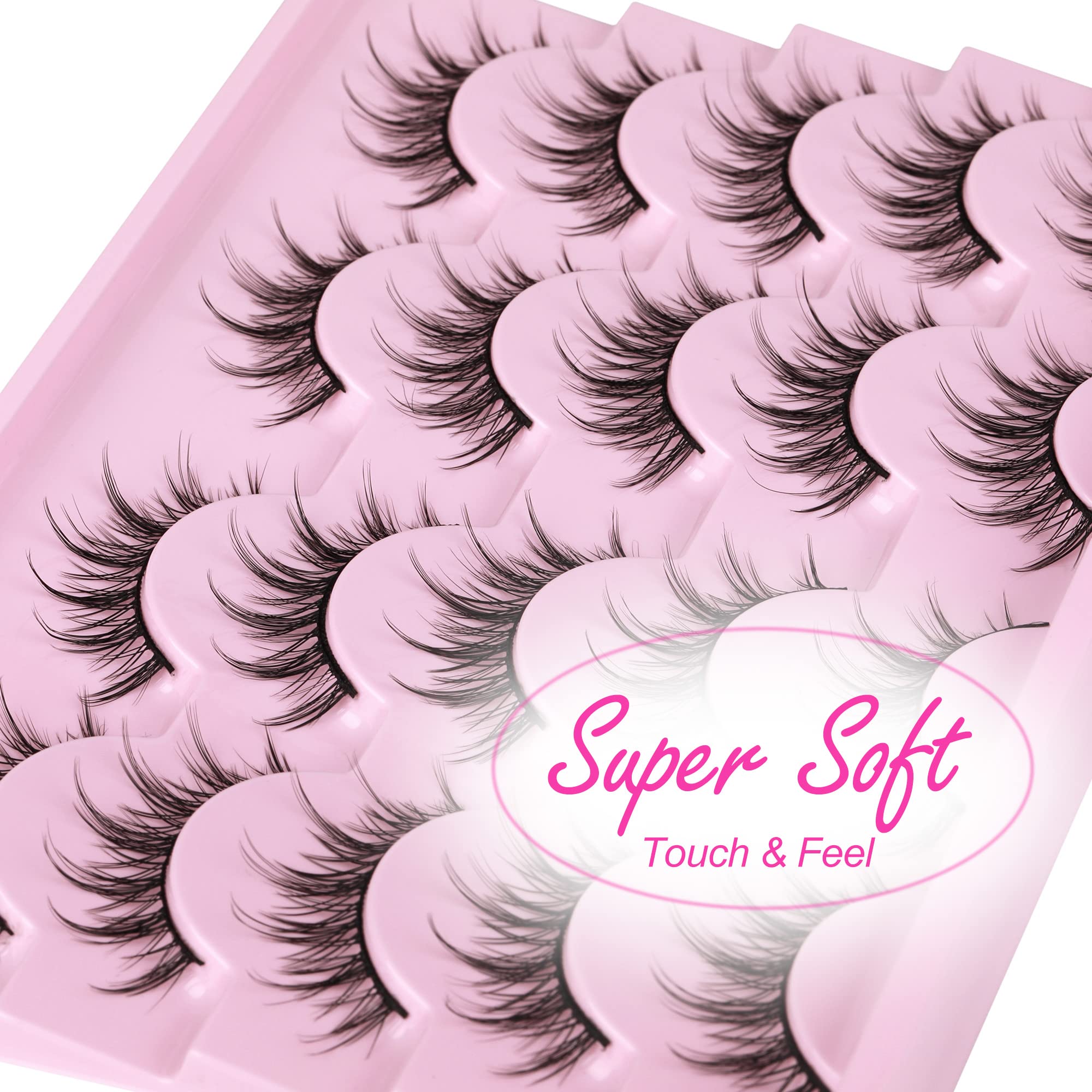 Manga Lashes Clusters Natural Eyelashes Wispy Faux Mink Lashes Fluffy Strip Lashes False Eyelashes Pack That Look Like Cluster Lashes Extensions by Lanflower