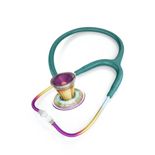 MDF Green Glitter Kaleidoscope ProCardial Cardiology Stethoscop + MDF Pediatric and Neonatal Attachments with Clip