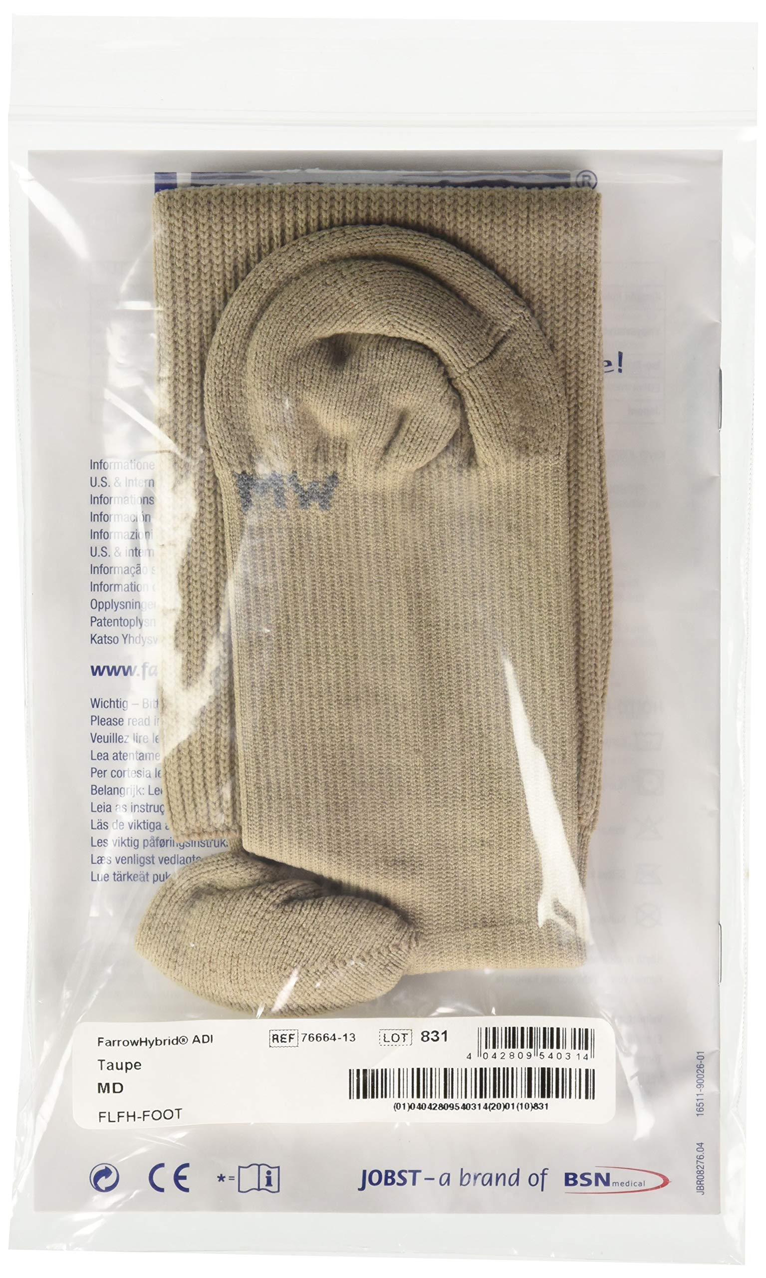 FarrowHybrid ADI ADII Liner/Sock, Foot Compression, BSN FarrowMed (Class1-Wide/Med, Taupe)
