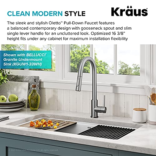 Kraus KTF-3104SFS Oletto Contemporary Single-Handle Touch Kitchen Sink Faucet with Pull Down Sprayer, 16 5/8 Inch, Spot Free Stain