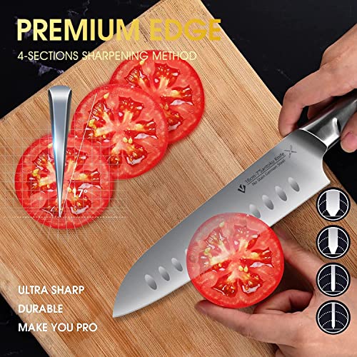 Knife Set Black Acrylic Stand - Sharp Kitchen Knife Block Set, Professional Chef Knife Set with Steak Knives, German Stainless Steel Knives for Cutting Meat, Bread, Vegetables, 15PCS