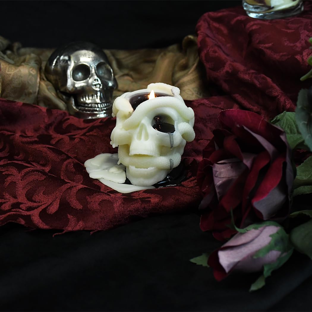 Scary Bleeding Skull Pillar - Color Changing Skull Pillar Candle (Black) - Bleeding Skull Pillar - Unscented - Boo Basket - Emo Gifts - Gothic Christmas Gifts for Women