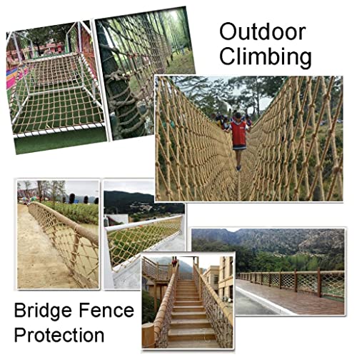 OUYOXI Safety net Child Protection net Decoration Net Hemp Rope 8mm, Multifunctional Hand Woven Retro Grid Net Safety Hemp Rope net Photo Wall, Hanging Net (Colour:Yellow,Size:1x1m(3.28x3