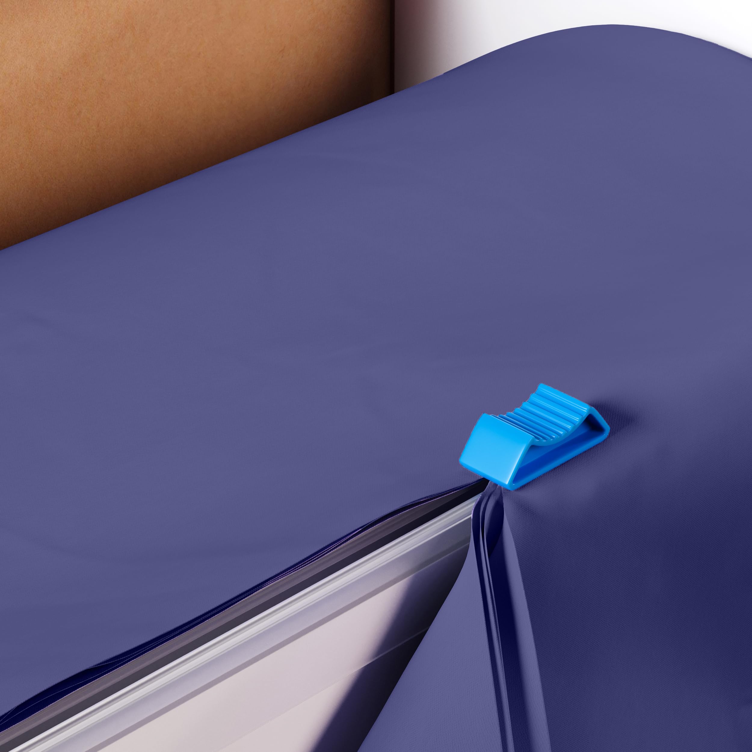 Exquisite 54 Inch X 100 Feet Navy Plastic Table Cover Roll in A Cut - to - Size Box with Convenient Slide Cutter. Cuts Up to 12 Rectangle 8 Feet Plastic Disposable Tablecloths