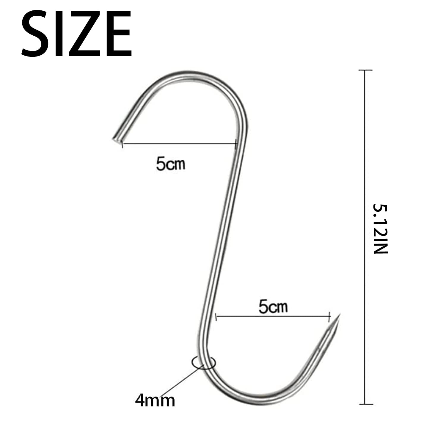 Meat Hooks,Premium Stainless Steel Butcher Hook Smoking Hooks, Meat Processing for Hanging, Butchering, Smoking, BBQ, Grilling, and Hanging Drying Tool (10Pcs 7Inch(4.6mm))
