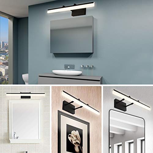 YHTlaeh Adjustable LED Bathroom Vanity Light Fixture Wall Cabinet 18W 24inch Matte Black Natural White Light 4000K for Makeup Bathroom Lighting Over Mirror (24in Non Dimmable)
