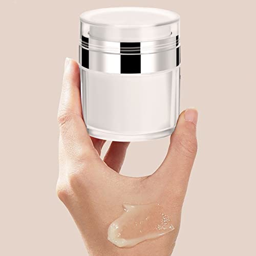 Lurrose Vacuum Container 4 Pcs Airless Pump Jars Empty Acrylic Makeup Cosmetic Jar Containers Refillable Travel Lotion Jar for Moisturizer Skincare Cream Hydrating Face Primer