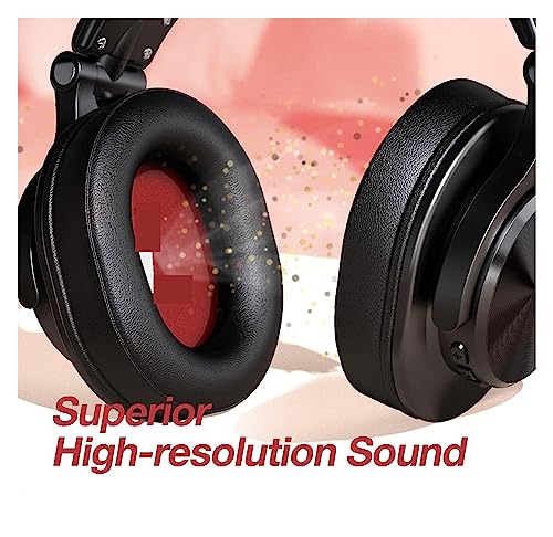NALANY Wired Studio DJ Headphones + Wireless Bluetooth 5.2 Headset HiFi Stereo Monitor Headphone with Microphone (Color : B)