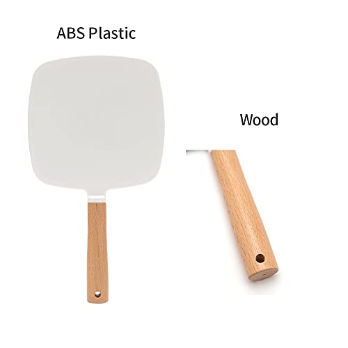 YEAKE Hand Held Mirror with Handle for Makeup,Small Cute Wood Hand Mirror for Shaving with Hole Hanging Single-Sided Portable Travel Vanity Mirror for Men&Women(Square)