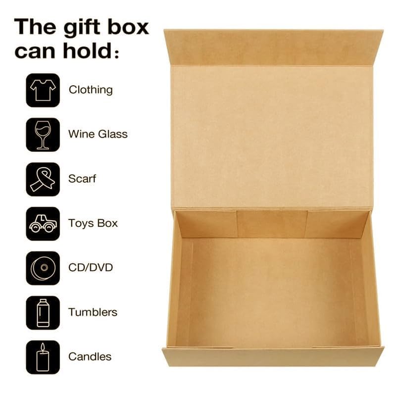 RayofSun Brown Small Gift Boxes With Lids For Presents.10.5 * 7 * 3in Bridesmaid Proposal Box ForFor Wedding,Christmas,Birthday(1pc