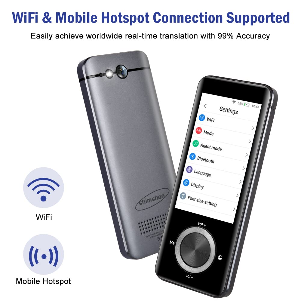 Language Translator Device Offline Translator with Instant Photo Translation Portable Two-Way Voice Interpreter, 109 Languages Smart Translation in 0.5 Sec, Bluetooth, WiFi