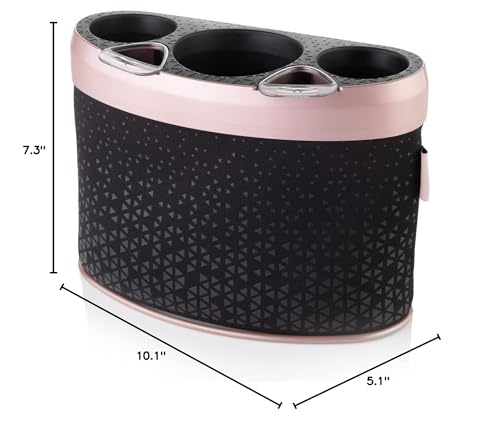 Minky Homecare Neoprene Styling Dock, Curling Iron and Hair Dryer Holder - Hair Tool Organizer Storage for Bathroom Countertop, Dresser - Rose Gold/Black