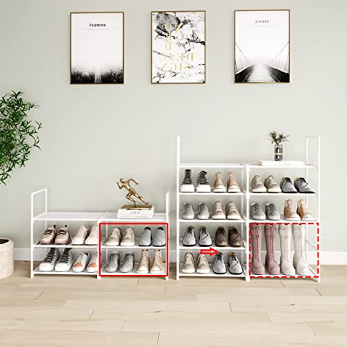 Yegazte Long 3-Tier Shoe Rack, Wide Shoe Storage Organizer Stackable Space Saving Shoe Shelf for 12-15 Pairs, Shoe Stand for Closet, Entryway and Hallway(White)