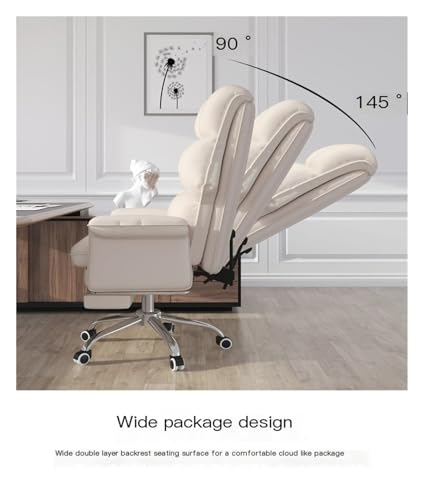 Ergonomic Office Chair, Desk Chairs with Wheels Home Office Computer Game Comfortable Modern Simple Lift Swivel Chair (Color : White)