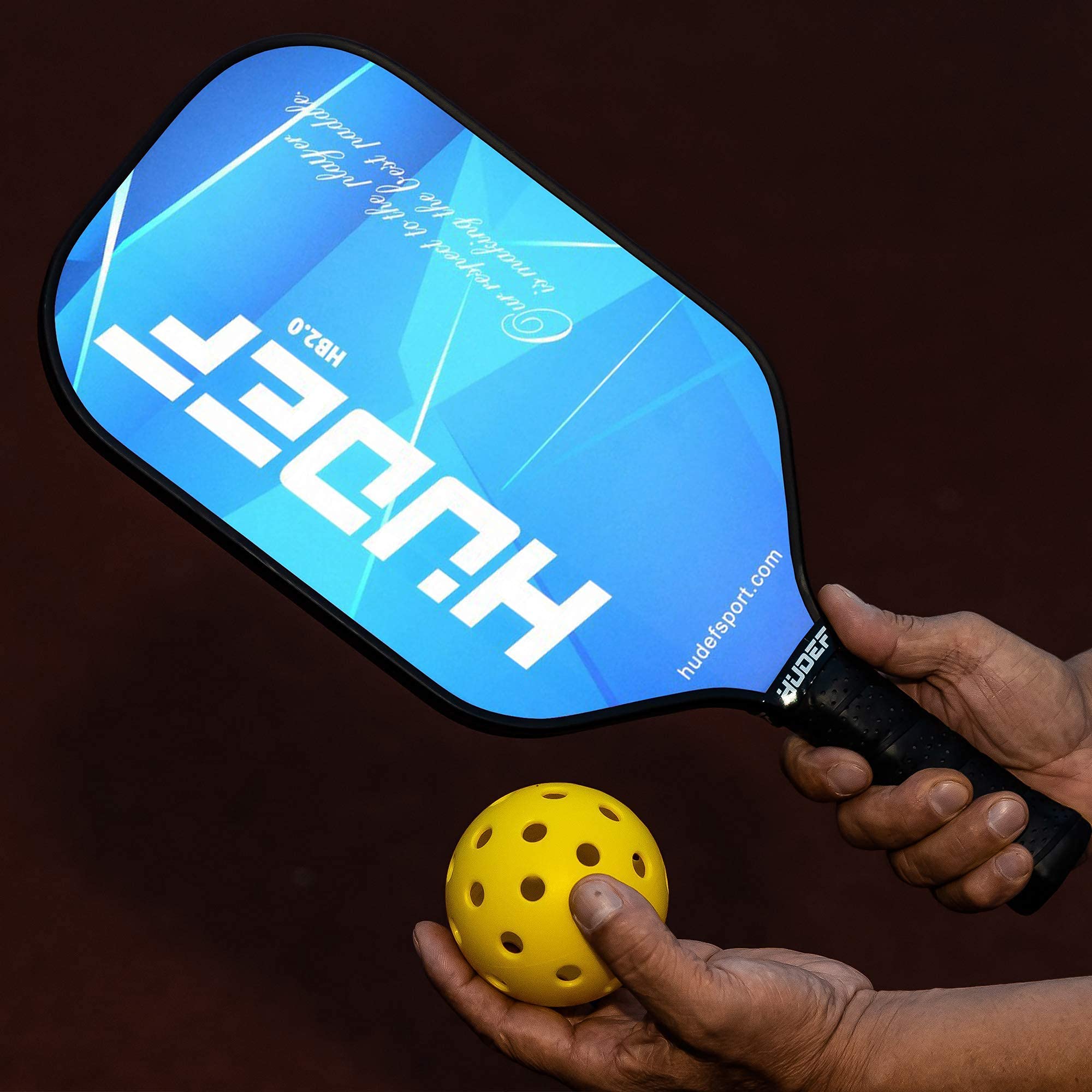 HUDEF HB 2.0 Blue+Red Pickleball Paddles, Lightweight Graphite Carbon Fiber Face Racquet Rackets Elongated Racket,Honeycomb Core,Cushion Comfort Grip USAPA Approved