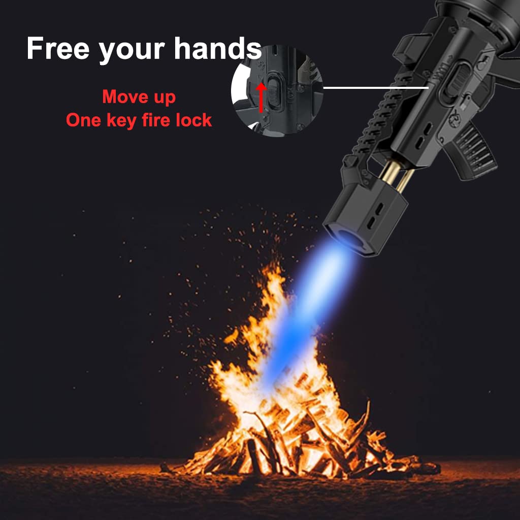 JETPRO Torch Lighter One-Hand Operation Kitchen Cooking Torch with Adjustable Flame (Butane Gas Not Included) (Black)