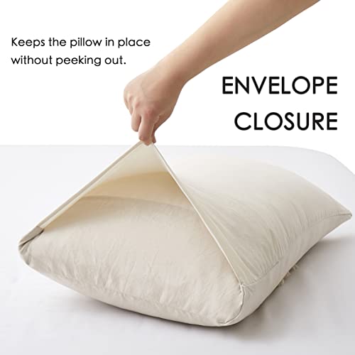 Oli Anderson Pillow Cases Standard Size Set of 2, Tufted and Super Soft Decorative Pillow Covers with Envelope Closure, 20x26 inches, Beige