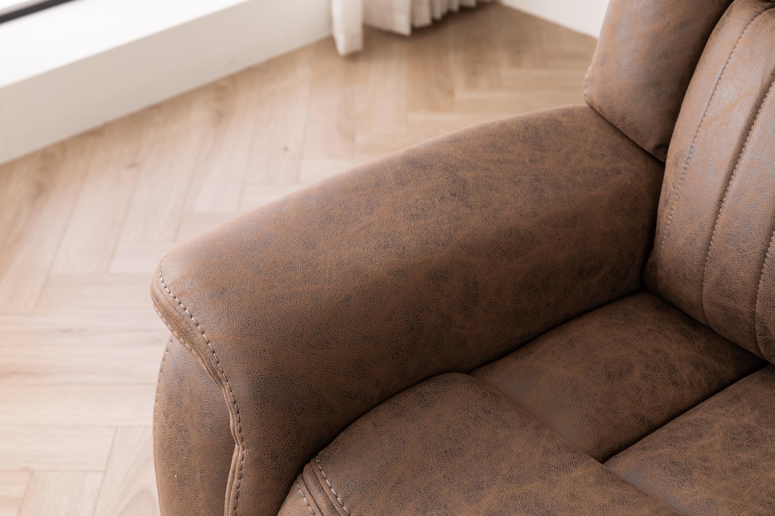 MODCART Wall Hugger 3 Seaters Recliner Sofa, Includes a Drop-Down Backrest That Converts into a Table with Cupholders, Living Room Furniture for House, Office