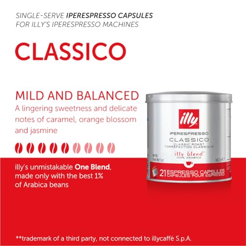 illy Coffee iperEspresso Capsules - Single-Serve Coffee Capsules & Pods - Single Origin Coffee Pods β Classico Medium Roast with Notes of Caramel - For iperEspresso Capsule Machines β 18 Count