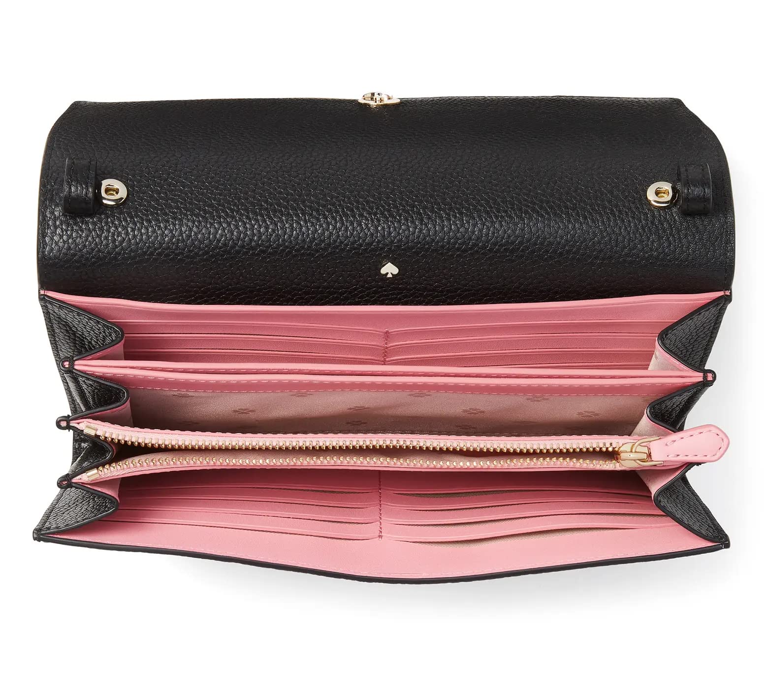 Kate Spade Roulette Pebble Leather Wallet On A Chain Crossbody, Black