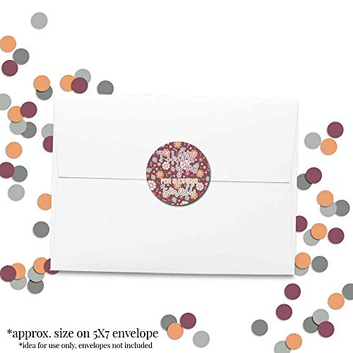 Fall Colors & Flowers Themed Thank You Customer Appreciation Sticker Labels for Small Businesses, 60 1.5" Circle Stickers by AmandaCreation, for Envelopes, Postcards, Direct Mail!