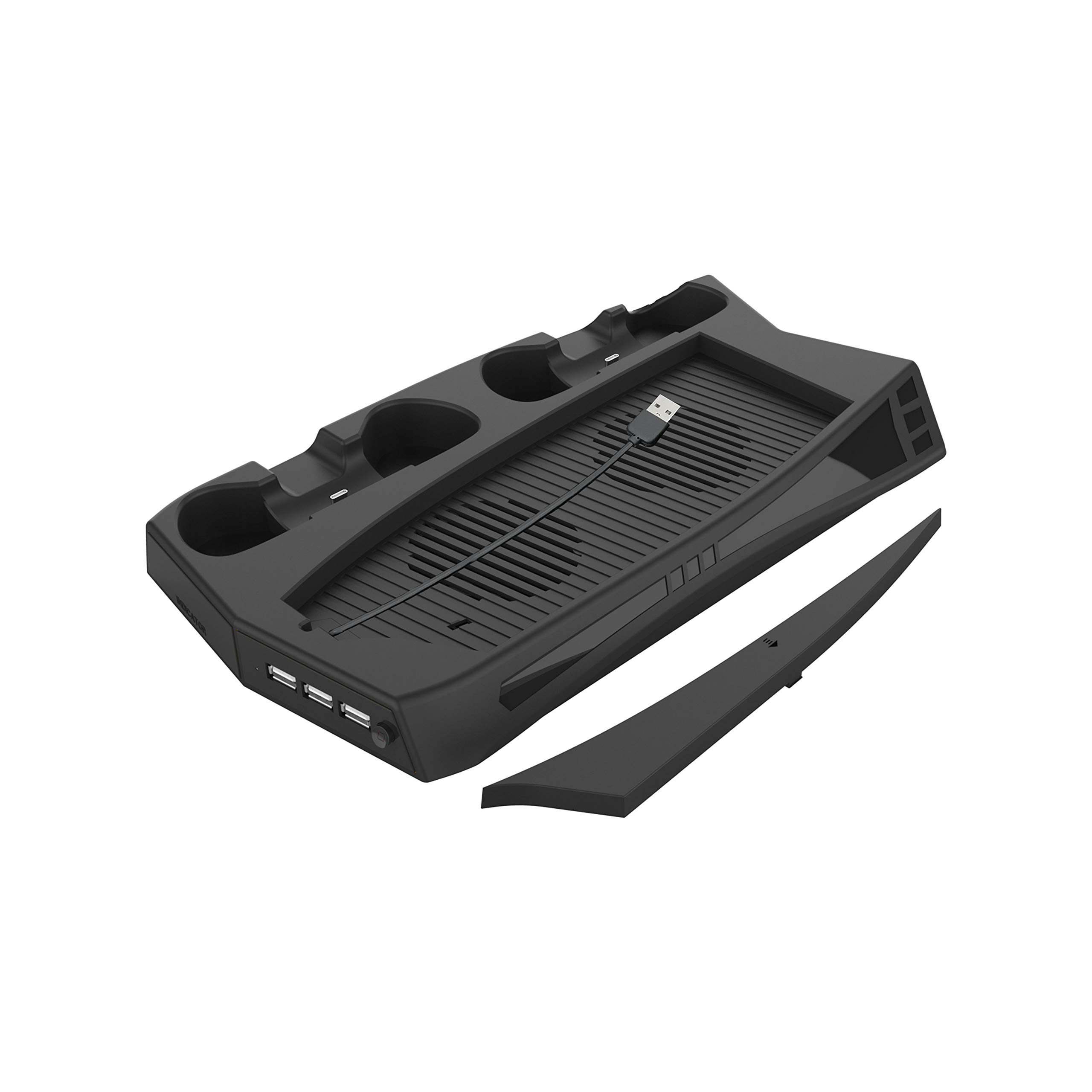 For PS5 DE/UHD Vertical Stand,Including 2 DualSense Controller Charging Dock and Stand with Cooling Fan Compatible,3 USB .Playstation 5 Charging Station Dock with Dual Controller Charger Ports.