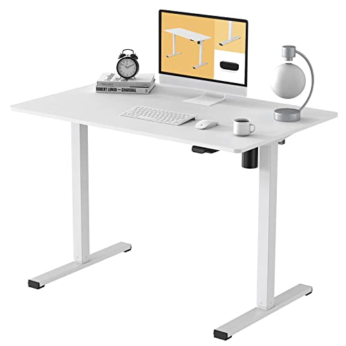 FLEXISPOT Quick Install Standing Desk EC9 Electric Height Adjustable Desk for Home Office 48 x 24 Inches Sit Stand Desk Whole-Piece Desk Board VICI(White Frame + 48" White Top)