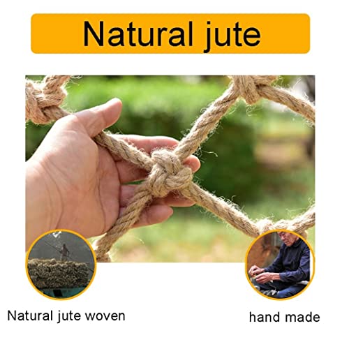 OUYOXI Rope Net for Birds, Child Protection Safety Net Treehouse Climbing Netting Heavy Duty Cargo Net Hemp Rope Net Grid 12cm Playground Swing Balcony Playset Railing (Colour:Yellow,Size