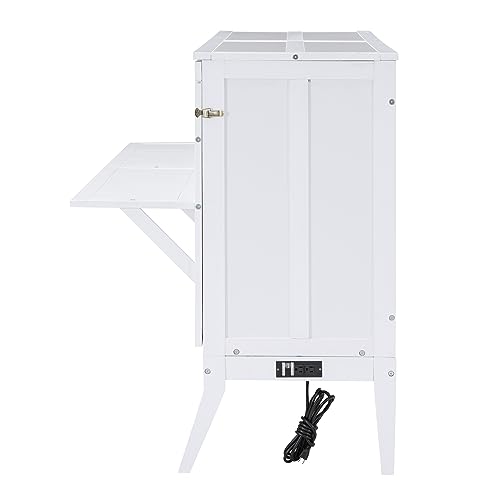 ERYE Size Cube Built-in Charging Station and Shelf, Modern Foldable Murphy Bed for Multipurpose Guest Room or Home Office, No Box Spring Required Easy Assembly, Queen (U.S. Standard), White Queen