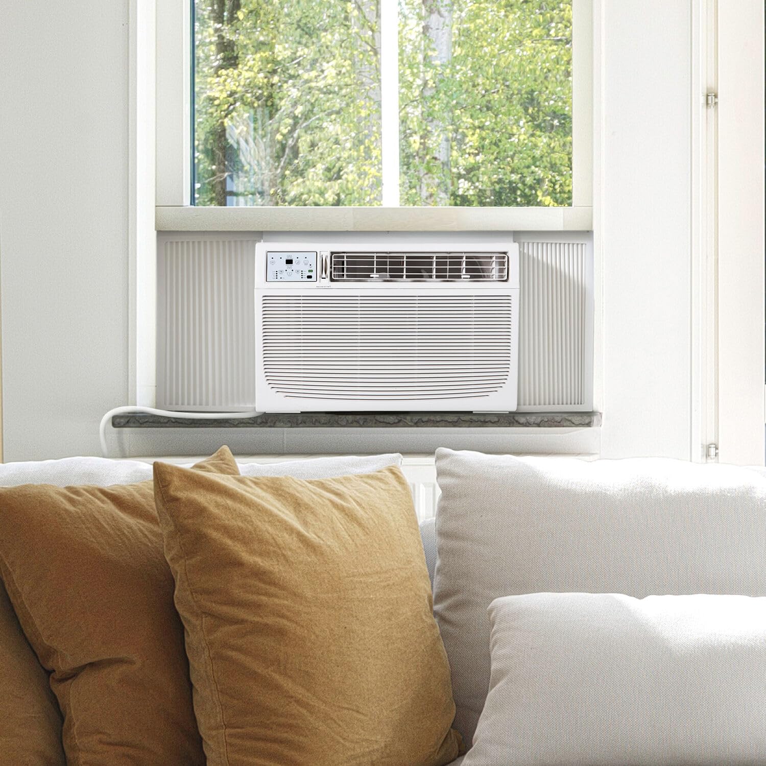 Keystone 24,000 BTU Window Air Conditioner with Dehumidifier and Supplemental Heat, 230V, Window AC for Extra Large Rooms up to 1500 Sq. Ft. with Remote Control, 3 Speeds, and Washable Filter, White