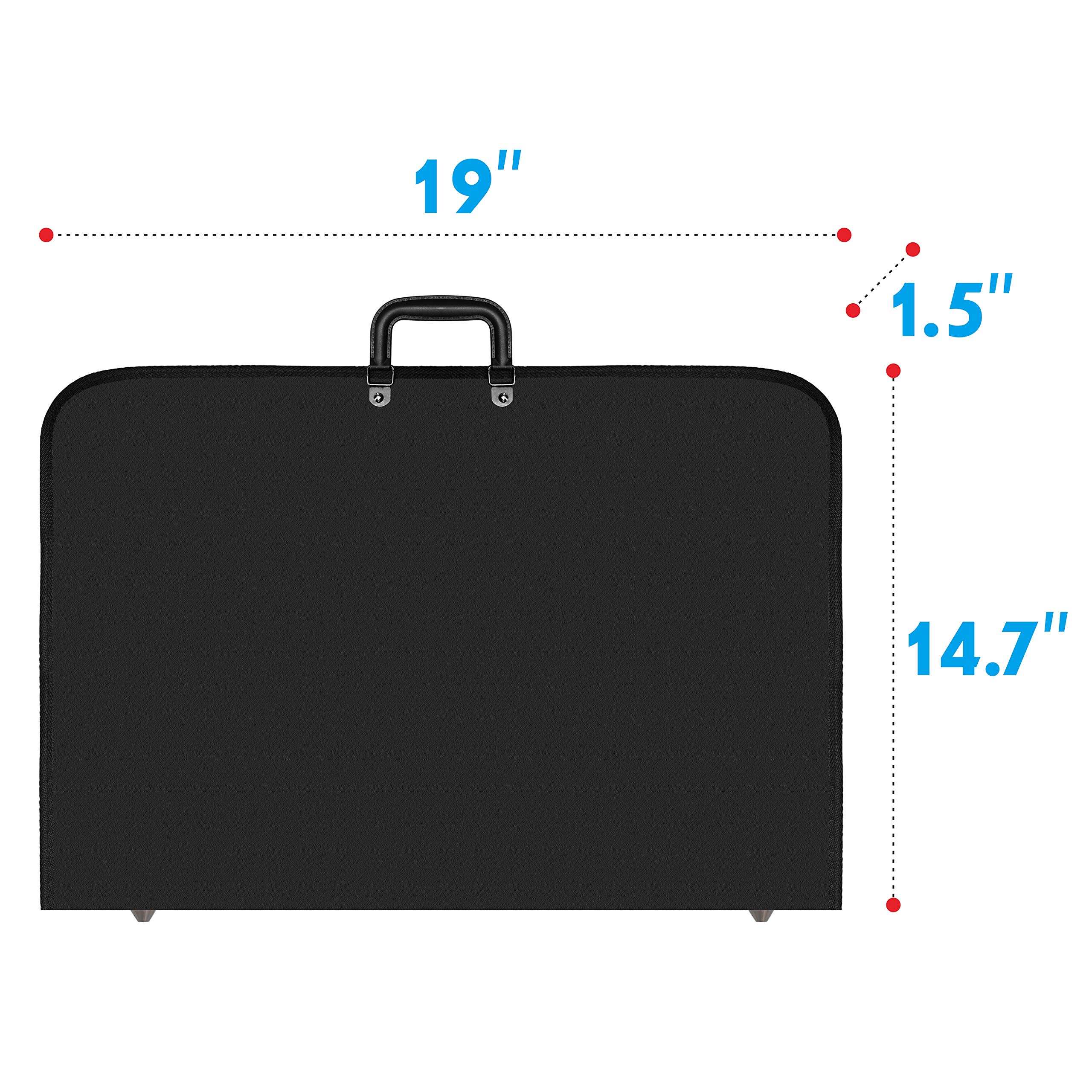 Vantasii Black Art Portfolio Case Artist Carrying Case Artist Portfolios Case with Shoulder Strap (19x14.7x1.5 Inch)
