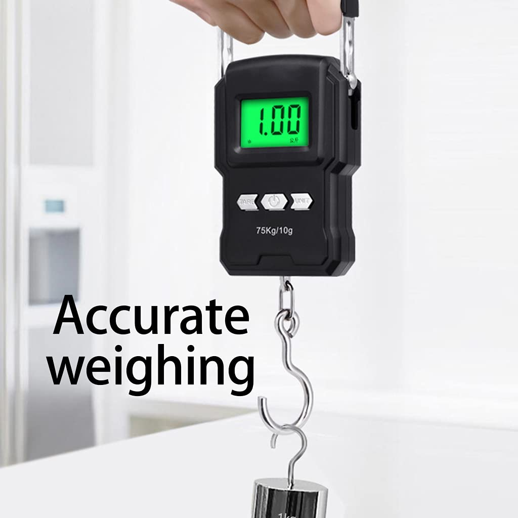Fish Scales Digital Weight, Backlit LCD Display 165lb/75kg Fishing Scale Measuring Tools Electronic Balance Digital Fishing Postal Hanging Hook Scale