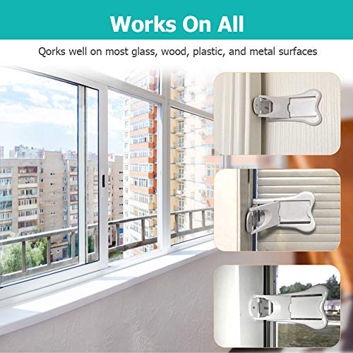 Fangze Sliding Glass Door Child Lock - 6 Pack Baby Safety Slide Window Locks for Kids Proof Patio Closet Doors No Drilling Tools Needed