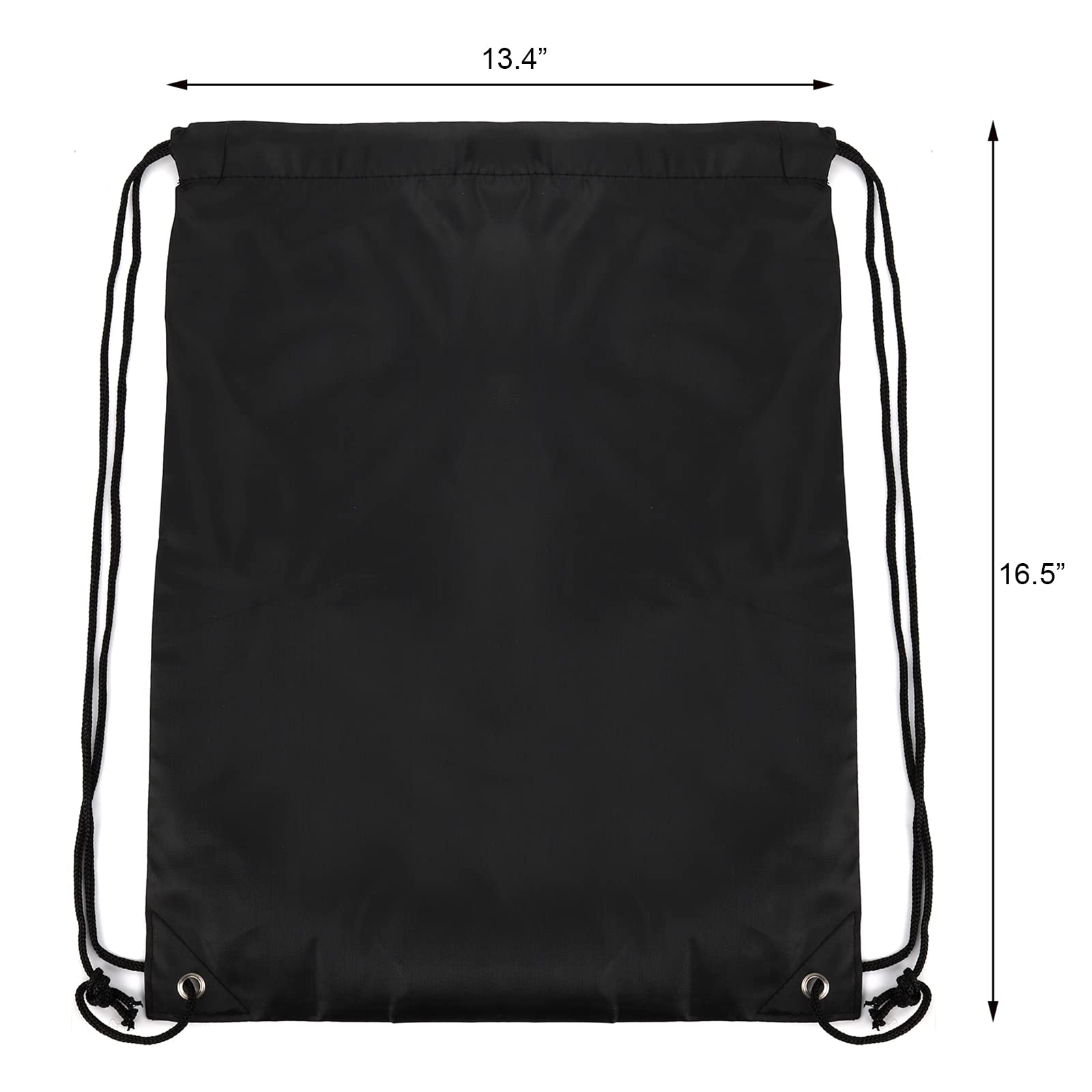 Foraineam 20 Pcs Drawstring Backpack Bags Black Pull String Sport Bag Sack Cinch Backpack Bulk for Hiking Traveling