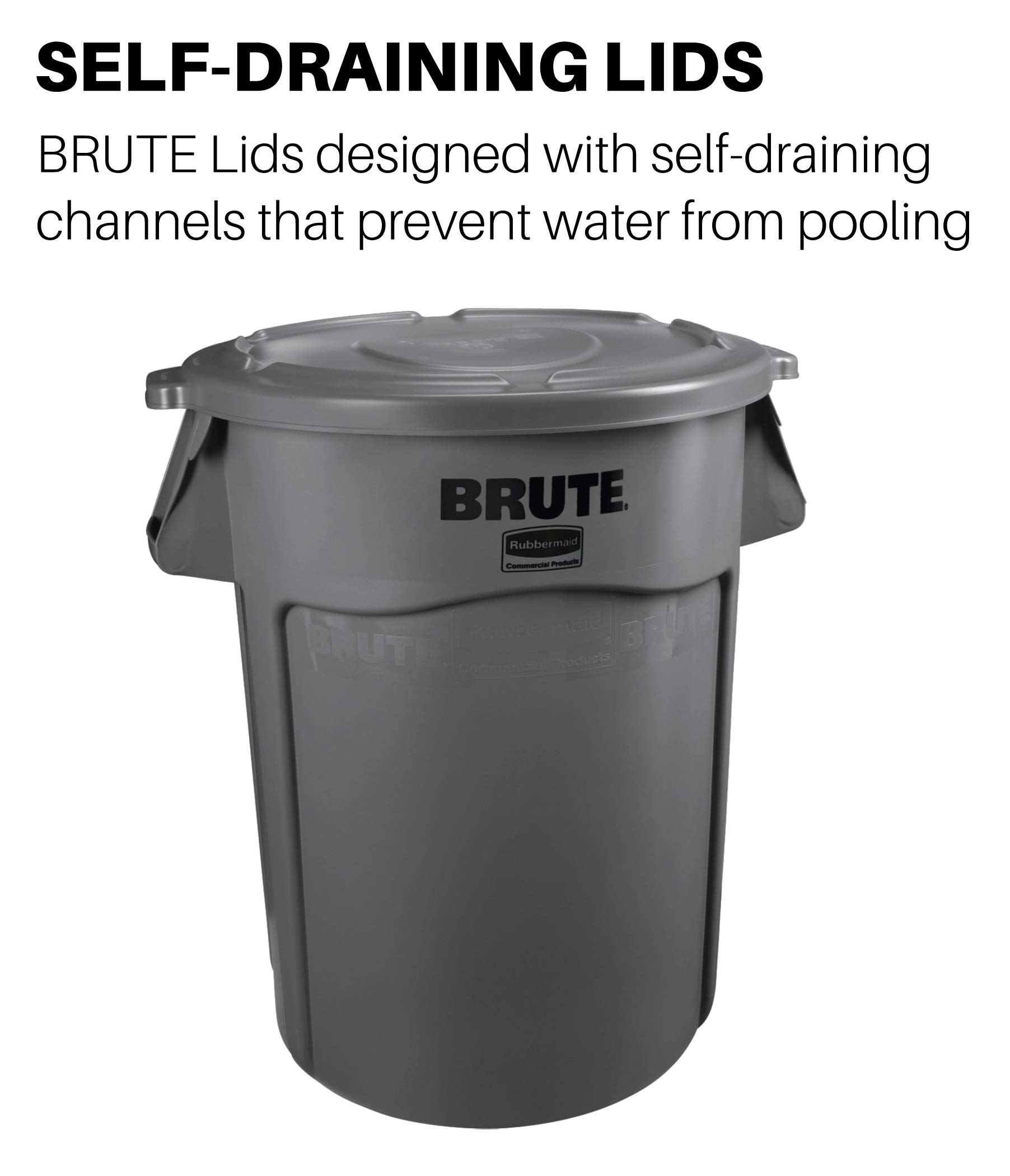 Rubbermaid Commercial FG260900WHT BRUTE Heavy-Duty Round Waste/Utility Container, 10-gallon Lid, White